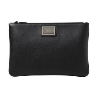 Dolce & Gabbana Homme, Sacs, Noir, Taille: ONE Size Pochette/Porte-documents zipp&eacute; en cuir
