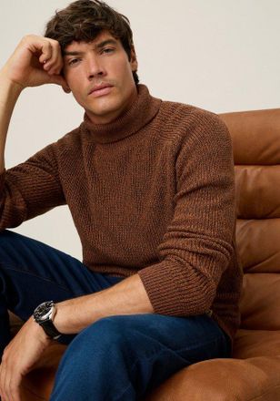 Man's World Rollkragenpullover Neue Kollektion! Melange Effektgarn Langarm mit Raglan&auml;rmel, aus Baumwolle, mit Rollkragen
