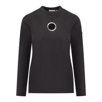 Moncler Ring-Detailed Crewneck T-shirt - - Tops - Damen - Schwarzk - S