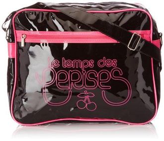 Le Temps Des Cerises Rumba 1, Sac bandouli&egrave;re, Multicolore (Noir/Rose), Taille unique