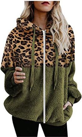 Generic 2026 Vestes pour femmes sweat chaud &agrave; fermeture &eacute;clair femmes poches manteau hiver laine v&ecirc;tements dext&eacute;rieur manteaux polaire &agrave; capuche, vert militai