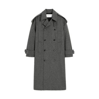 Ami Femme, Manteaux, Gris, Taille: 34 FR Trench-coat en laine