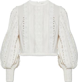 AllSaints Femme, Blouses et Chemises, Blanc, Taille: 34 FR Hart Lace Embroidered Top