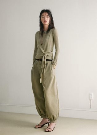 Mango Cardigan maille naud vert d&acute;eau - Femme - S - MANGO