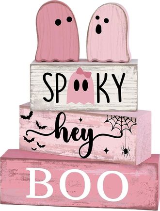 Generic Ghosts Schild - Halloween-Dekoration aus Holz für Kraftstofftablette, dekorativer Blockbericht | Gruselige Tischdekoration für das des Cafés in der Kü