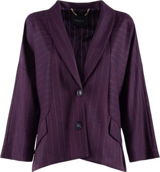 Nenette Blazer &agrave; rayures tennis avec manches trois-quarts - Femme - Vestes - Violet - Taille: 40 FR