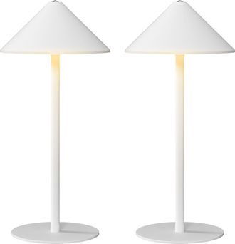 HOMCOM Tischlampe 2er Set Tischleuchte mit 3 Lichtfarben, Aufladbare USB A+C Nachttischlampe mit Touch-Schalter für Wohnzimmer, Schlafzimmer Metall, Weiß