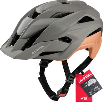 Alpina KAMLOOP - Individuell Anpassbarer, Leichter & Sicherer Fullface Fahrradhelm mit Kinnb&uuml;gel, f&uuml;r Erwachsene, Moon-Grey-Peach matt, S (51-55 cm)