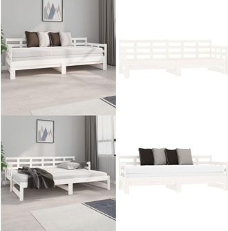vidaXL Tagesbett Ausziehbar Weiß Massivholz Kiefer 2x(80x200) cm - Tagesbett - Holzbett - Kiefernbett - Gästebett - Platzsparendes Möbel - Home & Living