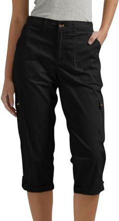 Generic Bermuda long pour femme - Style d&eacute;contract&eacute; - Pour l&eacute;t&eacute; et le printemps - Coupe droite - Avec poche - Ourlet roul&eacute; - Pantalon court, Noir, XXL