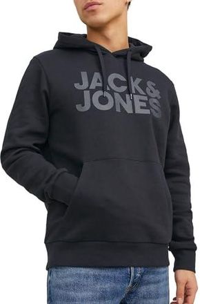 Jack & Jones Pull &agrave; Capuche Classique avec Le Logo de la soci&eacute;t&eacute; pour Hommes, Couleurs:Noir-4, Taille Chandail:XXL