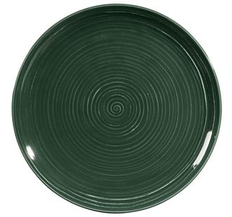 SELTMANN WEIDEN Terra Speiseteller, 28 cm, Runder Essteller mit spiralf&ouml;rmigem Relief, Sp&uuml;lmaschinen- und mikrowellenfest, Porzellan, Moosgr&uuml;n