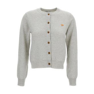 Maison Kitsun&eacute; Baby Fox Merino Regular Cardigan - - Knitwear - Damen - Grau - XS