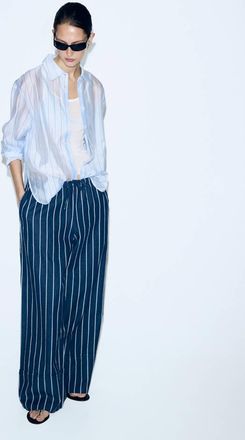 Mango Chemise Lyocell rayures bleu ciel - Femme - XL - MANGO