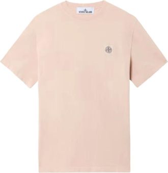 Stone Island Homme, Tops, Rose, Taille: M T-shirt en jersey de coton peign&eacute;