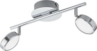 Eglo LED Deckenlampe Salto, 2 flammige Deckenleuchte, Deckenstrahler aus Metall und Kunststoff, Wohnzimmerlampe in Chrom, LED Flurlampe warmweiß