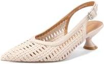 Queen Helena Slingback &agrave; talons bas pour femme ZM11016, beige, 40 EU
