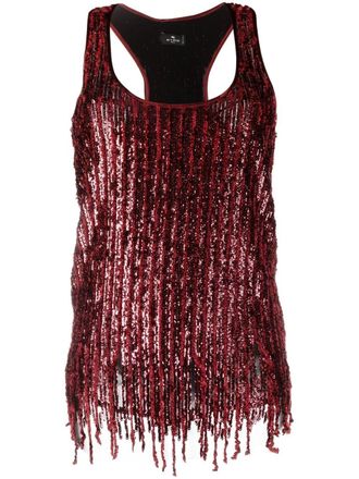 Etro d&eacute;bardeur &agrave; sequins brod&eacute;s - Rouge