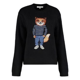 Maison Kitsun&eacute; Rundhalspullover - - Knitwear - Damen - Schwarzk - M
