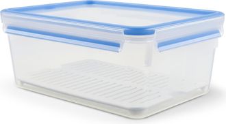 Emsa Clip & Close Frischhaltedose, rechteckig, 3,7 L, Aufbewahrungsbox, 100 Prozent dicht, spülmaschinen-, gefrier-, mikrowellenfest, Transparent, Blau, Ma