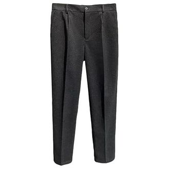 Generic Pantalon habill&eacute; en laine pliss&eacute;e sur le devant pour homme - Pantalon habill&eacute; &agrave; chevrons - Pantalon habill&eacute; classique &agrave; devant plat, gris, 40