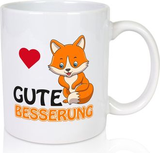 Generic Gute Besserung | Genesung Tasse | Fuchs mit Herzen - Tasse Weiss - Kaffeetasse/Geschenk/Familie