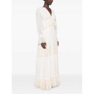 Raquel Diniz Floral Embroidered Silk Dress - White