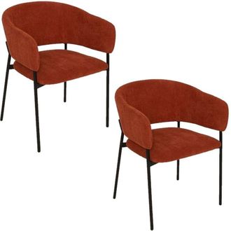 Atmosphera Lot de 2 fauteuils &agrave; diner en velours SOLEA