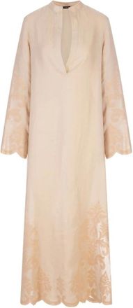 Kiton Femme, Robes, Beige, Taille: 40 FR Robe Maxi &agrave; Col V