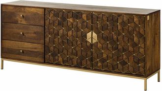 Massivmoebel24 Sideboard Mango 180x40x77 braun ge&ouml;lt DIAMOND 210