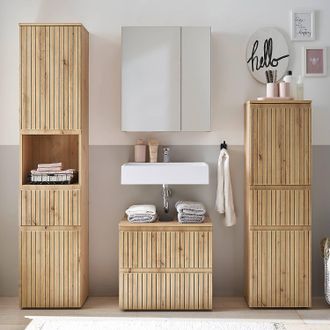 Casa home24 Badezimmerset 4-teilig Typ B 140 x 185 x 31cm Braun/Eiche Artisan Dekor