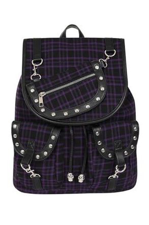 Banned Yamy Tartan Tissu Vichy Punk Sac &agrave; dos - Violet