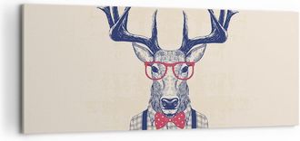 Arttor Wandbilder Dekoration Wohnzimmer Charakter Hirsch Illustration hipster Bilder auf Leinwand 120x50cm Leinwandbild Schlafzimmer Wand Kunstdruck Art Groß