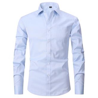 Generic Chemise &agrave; manches longues pour homme - Classique - Moderne - Coupe facile - Avec col Kent - En coton m&eacute;lang&eacute; - Pour la vie quotidienne, le bureau, les