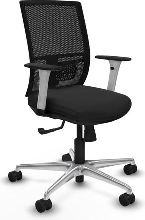 Piqueras y Crespo B&uuml;rostuhl aus schwarzem Mesh mit schwarzen und wei&szlig;en Armlehnen, h&ouml;henverstellbare Lendenwirbelst&uuml;tze, ausgestattet mit 4 Positionen und Schneideschau