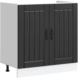 vidaXL Sp&uuml;lenunterschrank Lucca Schwarz Holzwerkstoff - Vidaxl