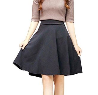 LaoZanA Femmes Jupe Patineuse Courte Taille Haute Droite Midi Jupe Pliss&eacute;e de Tennis XXL Noir