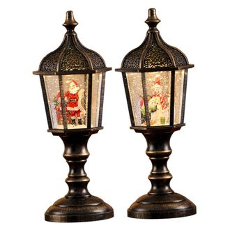 Garneck 2 Stück Weihnachtslaternen mit Musikfunktion Led-beleuchtete Harz-schneekugeln USB-betrieben ohne Batterien Dekorative Indoor-Lichter für Festliche Ti