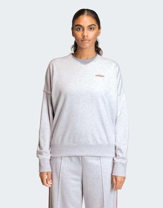 adidas adidas Performance - Seasonal Essentials Colorpop - Sweat avec broderie graphique - Gris clair chiné et bordeaux actif