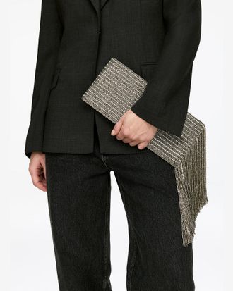 Arket Verzierte Clutch -Silberfarben