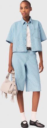 Maje Kurzes Jeanshemd Mit Strass - Blau - Maje