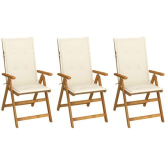 vidaXL Klappbare Gartenst&uuml;hle 3 Stk. mit Auflagen Massivholz Akazie - Vidaxl