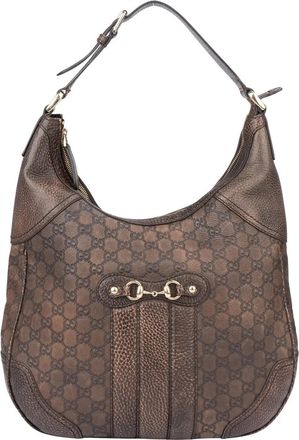 Gucci Crossbody Bags - Gucci GG Leather Monogram Horsebit Hobo Bag - Gr. unisize - in Bunt - f&uuml;r Damen