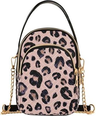 Mnsruu Sac &agrave; main en cuir avec motif l&eacute;opard rose et noir pour femme, multicolore, Taille unique