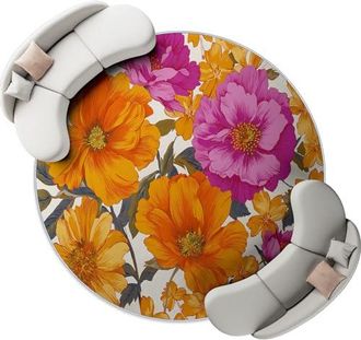 Generic 120 cm Tapis Rond en Laine synth&eacute;tique - Motif Campagne Vintage Fleurs antid&eacute;rapant Lavable Tapis pour Chambre denfant Salle &agrave; Manger Salle de Jeux Bu