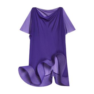 Dries Van Noten Seidentop mit asymmetrischem plissiertem Saum - - Blouses & Shirts - Damen - Blau - S
