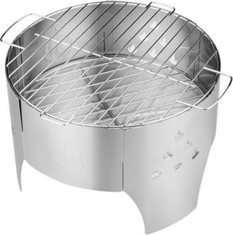 Generic Barbecue &agrave; charbon de bois portable en acier inoxydable pour camping, cuisine et r&ocirc;tissage de guimauves