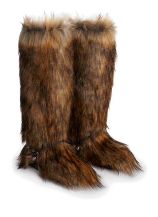 Miu Miu Kunstpelzstiefel in Beige