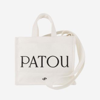 Patou Womens Cotton Tote Bag Cream White Shoulder