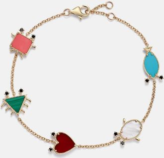 Yvonne L&eacute;on Yvonne L&eacute;on Armband Petits Personnages aus 9kt Gelbgold (375/1000) mit Edelsteinen